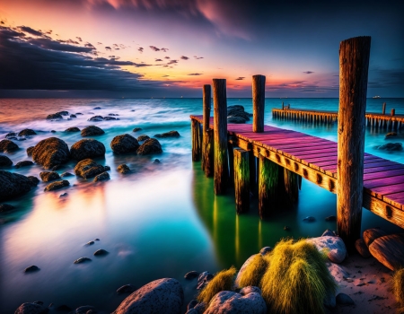 Jetty at sunset - Sunsets & Nature Background Wallpapers on Desktop ...